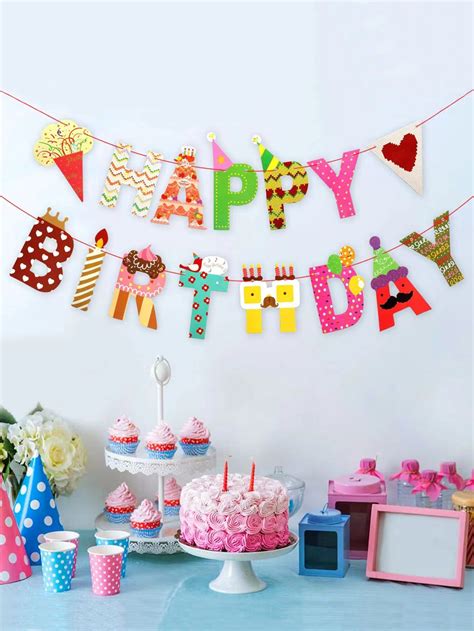 1set Birthday Party Cake Pattern Banner