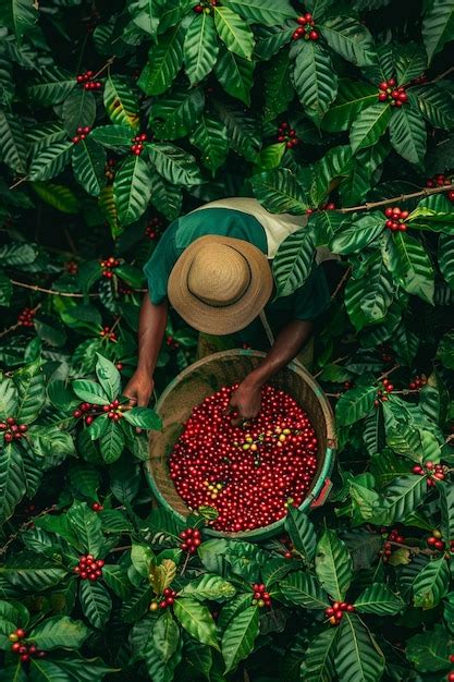 Adult Harvesting Coffee Ai Generated Image