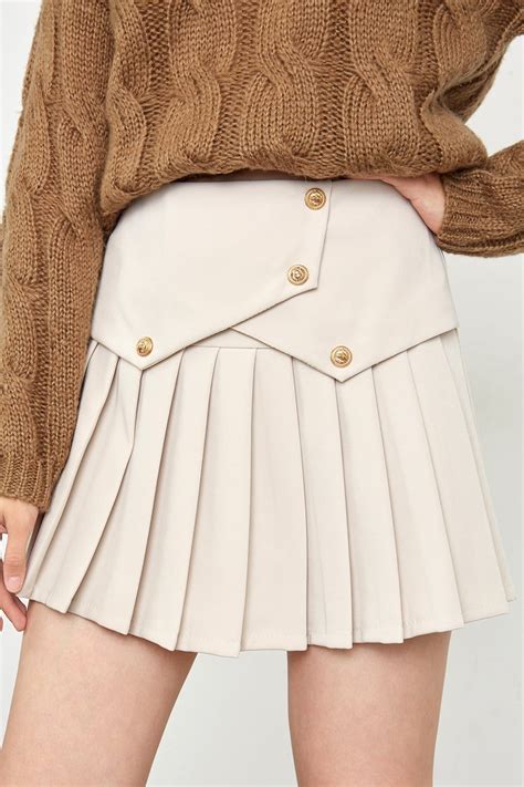 Kambri Beige Pleated Skirt Beige Pleated Skirt Pleated Skirt Black