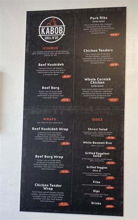Menu At Kabob Grill N Go Restaurant Phoenix