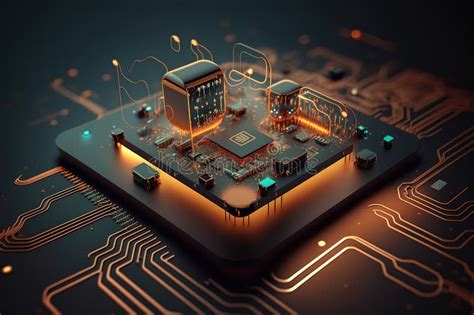 Abstract Futuristic Technological Background Floating Circuits Charts Digits Elements Nano