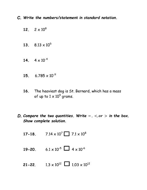 Solution Scientific Notation And Standard Notation Math Questions With