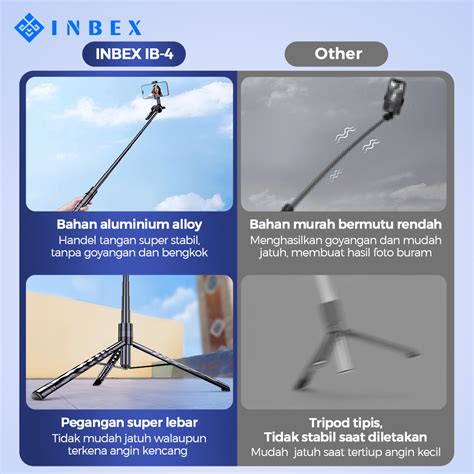 Jual Inbex Ib 4 173cm Tongsis Tripod Bluetooth Remote Kontent Kreator Tripod Aluminiumselfie