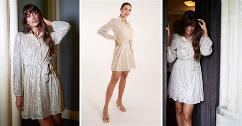 Sequin Shirt Dress Blue Vanilla Silkfred Us
