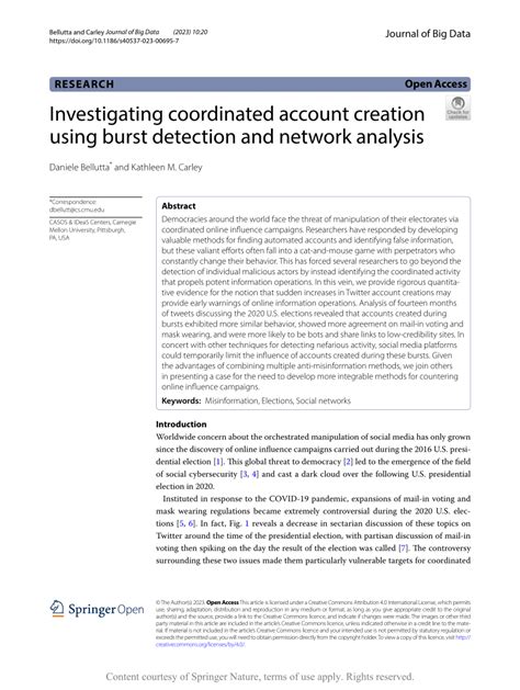 Pdf Investigating Coordinated Account Creation Using Burst Detection