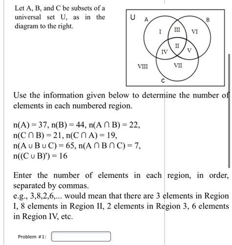 Solved Let A B And C Be Subsets Of A Universal Set U As