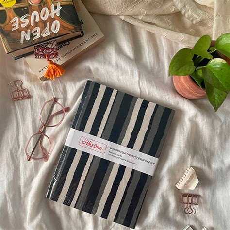 B5 Size Black And White Fabric Cover Notebook Dotted Grid