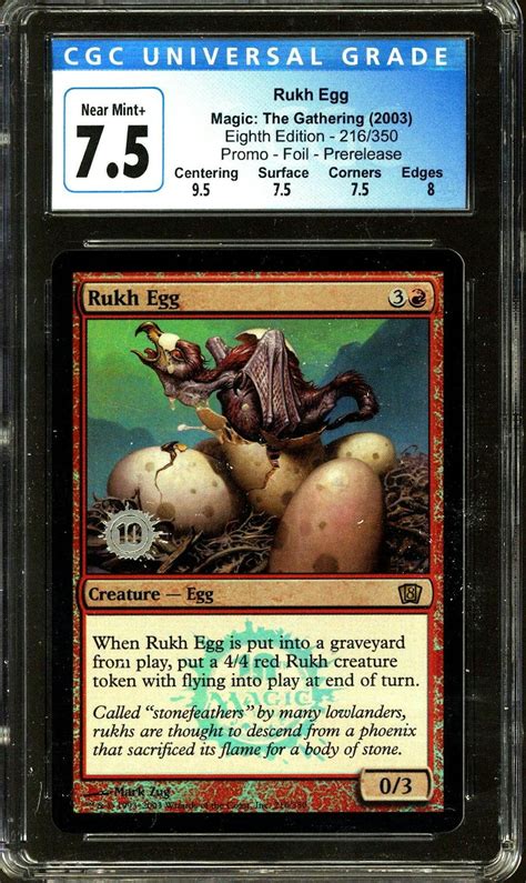 Magic The Gathering 8th Edition Eighth Ed Foil Rukh Egg Cgc 75 Lightly