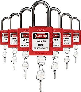 TRADESAFE Lockout Tagout Locks Set Red Keyed Alike Padlocks Keys Per Lock OSHA Compliant