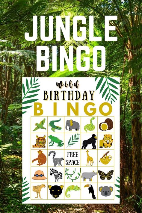 Bingo Games Party Games Birthday Balloons Birthday Theme Jungle