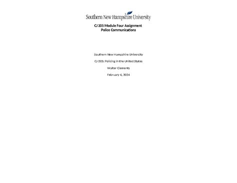 4 2 Module Four Assignment Cj 205 Module Four Assignment Police Communications Southern New