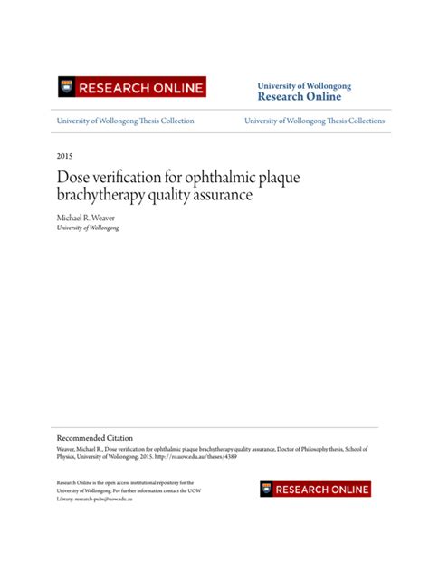 dose verification for ophthalmic plaque brachytherapy quality ass pdf