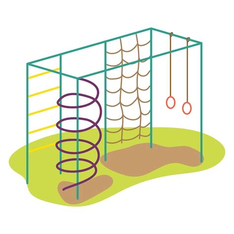 Equipamento De Playground Colorido Com Escada De Balanço E área De