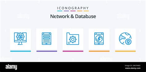 network and database blue 5 icon pack including data bluetooth