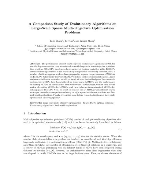 PDF A Comparison Study Of Evolutionary Algorithms On Large Scale