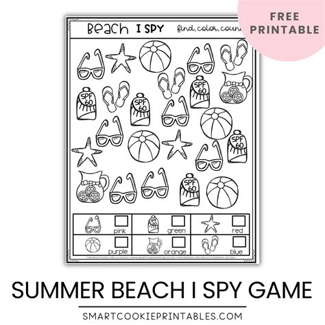 Free Beach I Spy Printable With Graphing Printable Smart Cookie