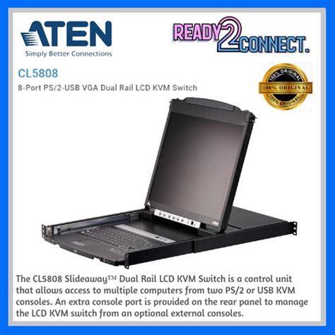Jual ATEN CL5808 8 Port PS 2 USB VGA Dual Rail LCD KVM Switch Jakarta Pusat READY 2 CONNECT