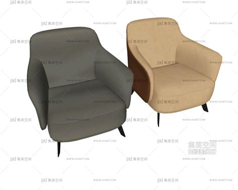Poliform 现代单人沙发椅su模型su草图模型下载 【集简空间】「每日更新」