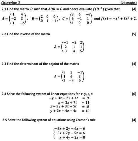 Get Answer Question 2 Lmaud 21 Find The Matrix D Such That Adb And