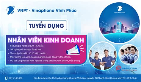 VNPT Vinaphone Vĩnh Phúc Tuyển dụng Nhân viên Kinh doanh Phụ trách