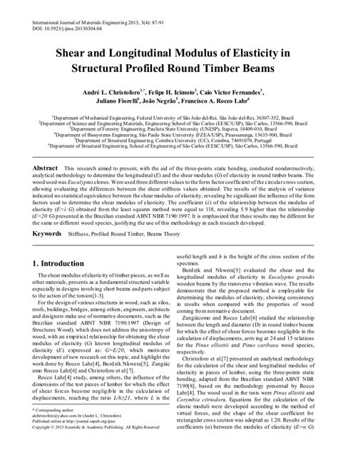Pdf Shear And Longitudinal Modulus Of Elasticity In Structural
