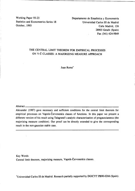 Pdf The Central Limit Theorem For Empirical Processes On V Č Classes