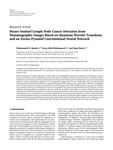 Pdf Breast Sentinel Lymph Node Cancer Detection From Mammographic