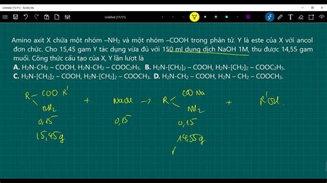 Amino axit X chứa một nhóm NH2 và một nhóm COOH trong phân tử YouTube
