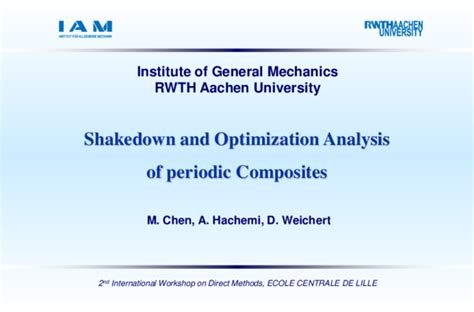 pdf shakedown and optimization analysis of periodic composites