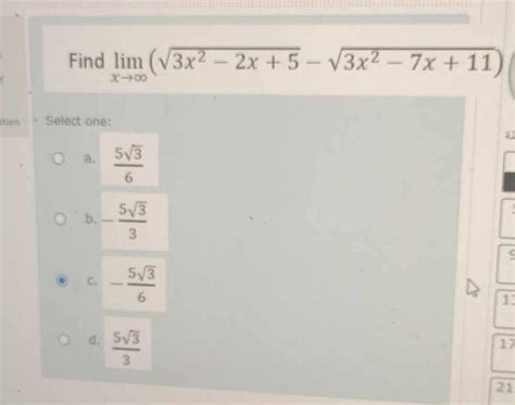 Solved Find Limx→∞3x2 2x52 3x2 7x112select