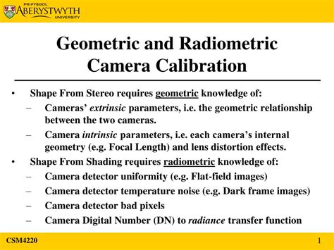 Ppt Geometric And Radiometric Camera Calibration Powerpoint