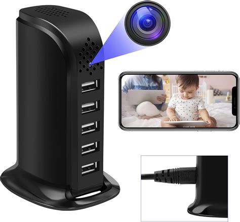 Pudet Luo Caméra Espion WiFi Mini Caméra Espion Cachée 5 Port Chargeur