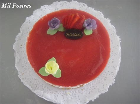MIL POSTRES Tarta De Queso Crema Con Gelatina De Fresas