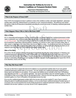 Fillable Online Form I Instructions For Petition By Investor To Remove Conditions On