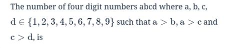 solved the number of four digit numbers abcd where a b c