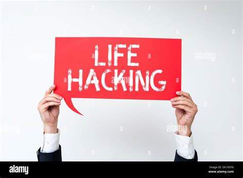 Text Caption Presenting Life Hacking Internet Concept Simple And Clever Techniques In