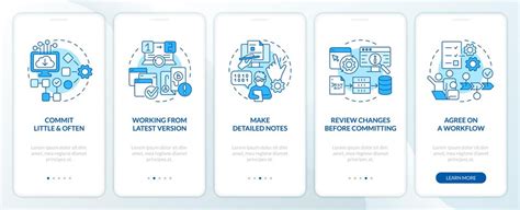 Premium Vector Source Code Management Practices Blue Onboarding Mobile App Screen