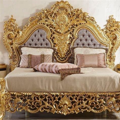 All Antique Bed King Queen Size Headboard Rococo Style Crafted From