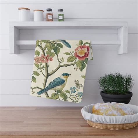 Chinoiserie Toile Kitchen Towel Housewarming Gift For Women Cotton