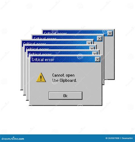 Error Window Cannot Open Clipboard Popup Message Stock Vector