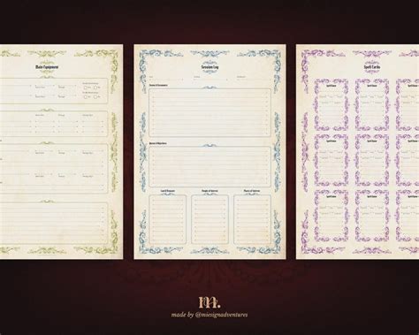 Dnd 5e Character Journal Bundle Printable Rpg Sheets And Fantasy