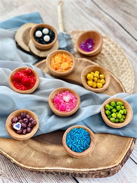 10 Small Wooden Sorting Bowls Open Ended Toys Counting Toy Loose
