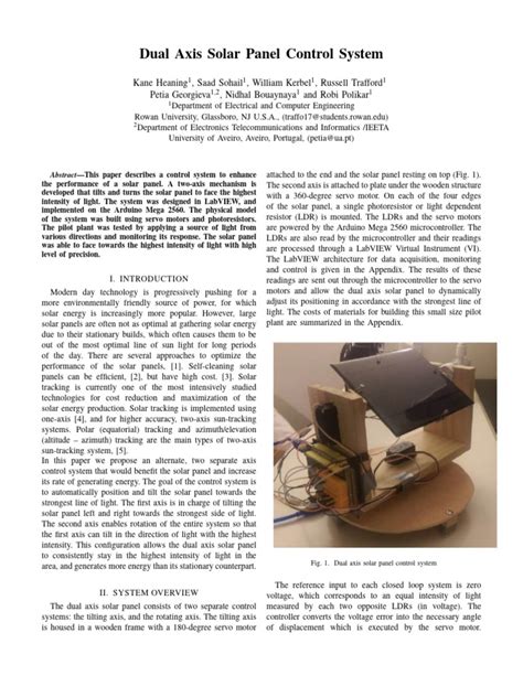 Dual Axis Solar Panel Control System Pdf Electronics Computer