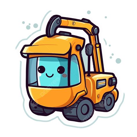Cute Character From Excavator Sticker Design Vector Illustration