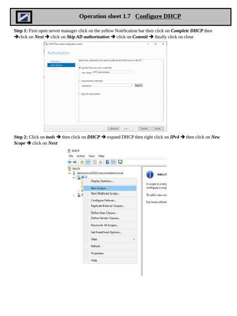 Operation Sheet 7 Configure Dhcp Pdf