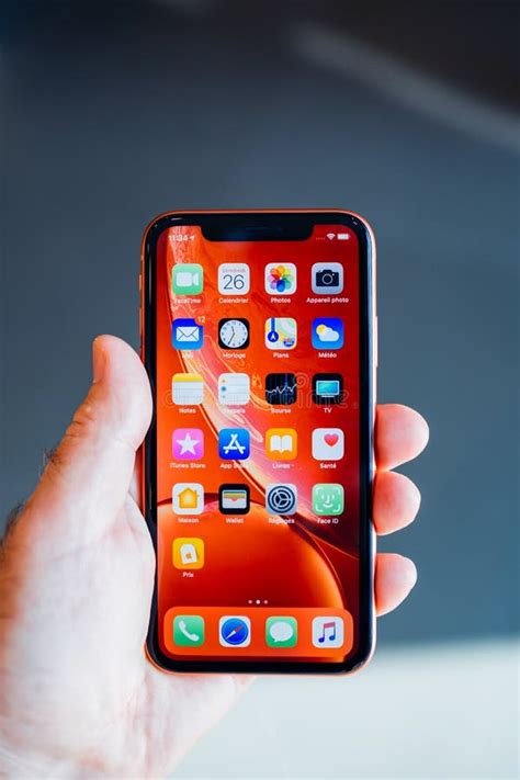 Man New Apple Iphone Xr Red Home Apps Application Editorial Stock
