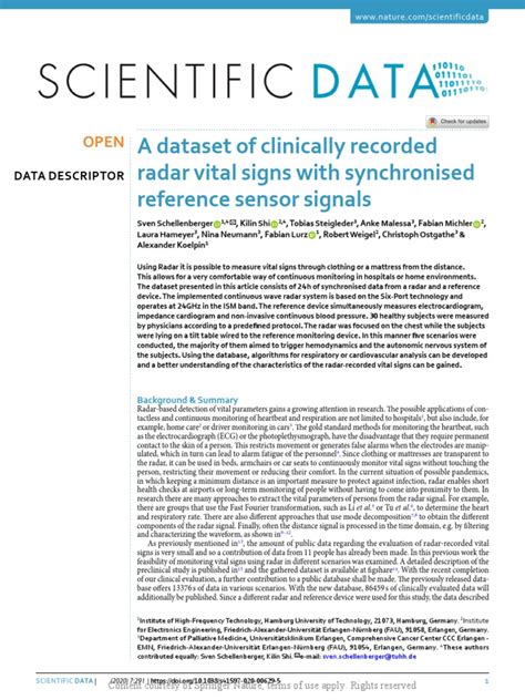 A Dataset Of Clinically Recorded Radar Vital Signs Pdf