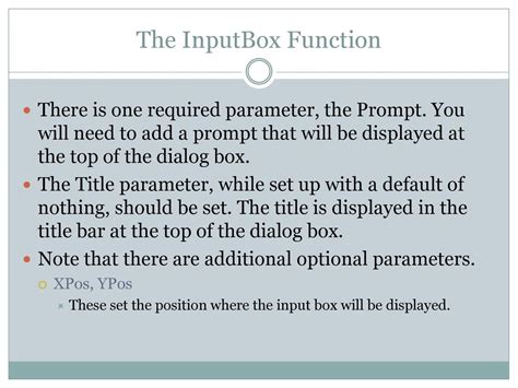 Apply Procedures To Develop Message Input And Dialog Boxes Ppt Download