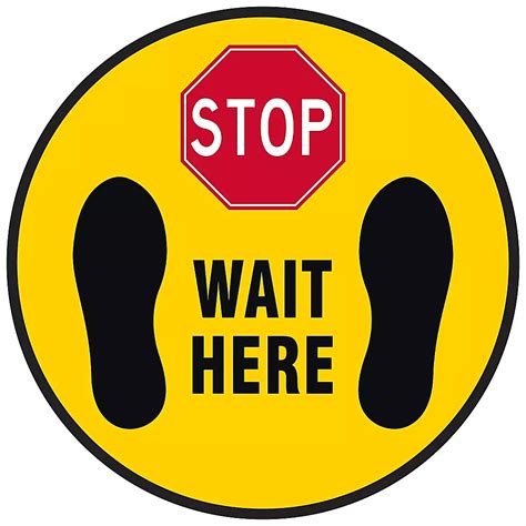 Señalamiento De Piso Para Almacén Stop Wait Here 17 De Diámetro S