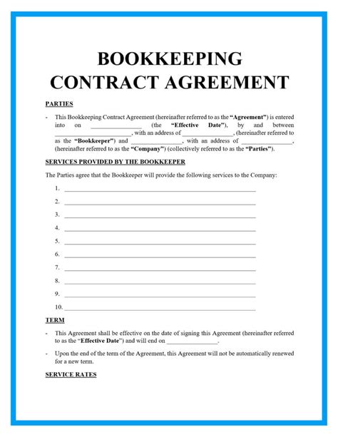 Free Bookkeeping Contract Template